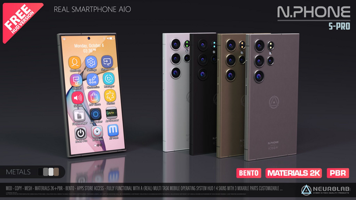 Second Life Marketplace - [FREE] N.PHONE S-PRO (Real SmartPhone AIO HUD ...